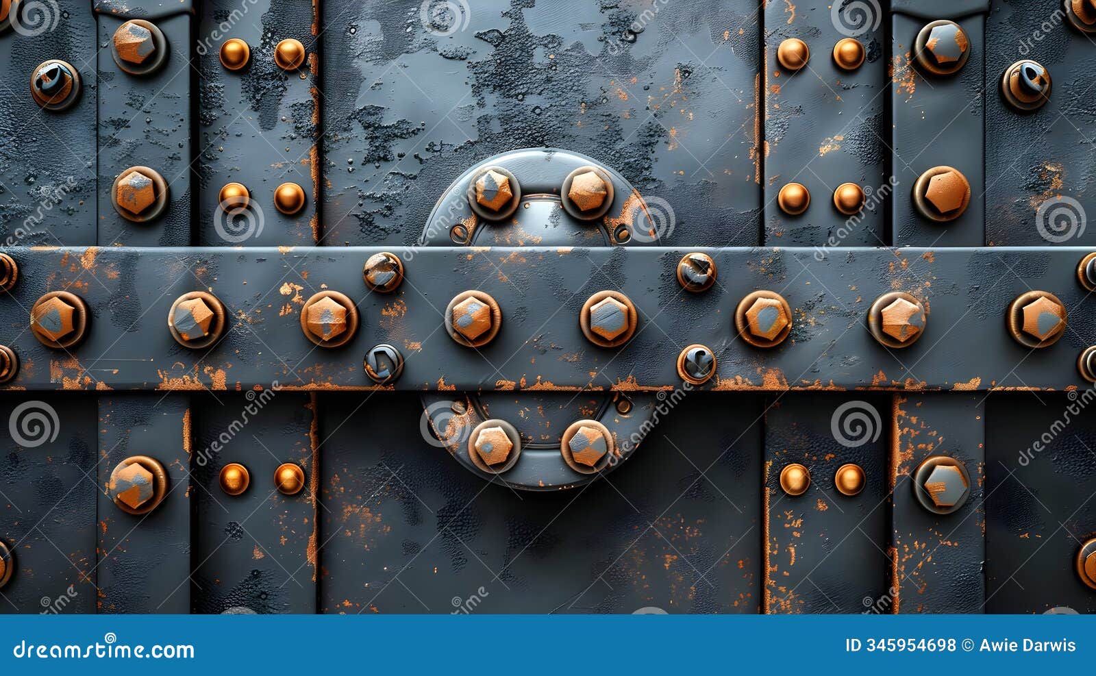 Rustic Metal Surface with Bolts and Screws - 3D Illustration Stock ...