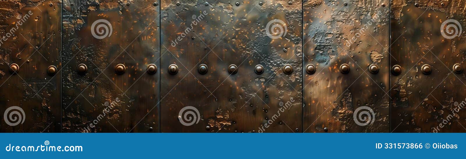 Rustic Metal Texture With Distressed Finish And Brass Studs Stock Photo ...