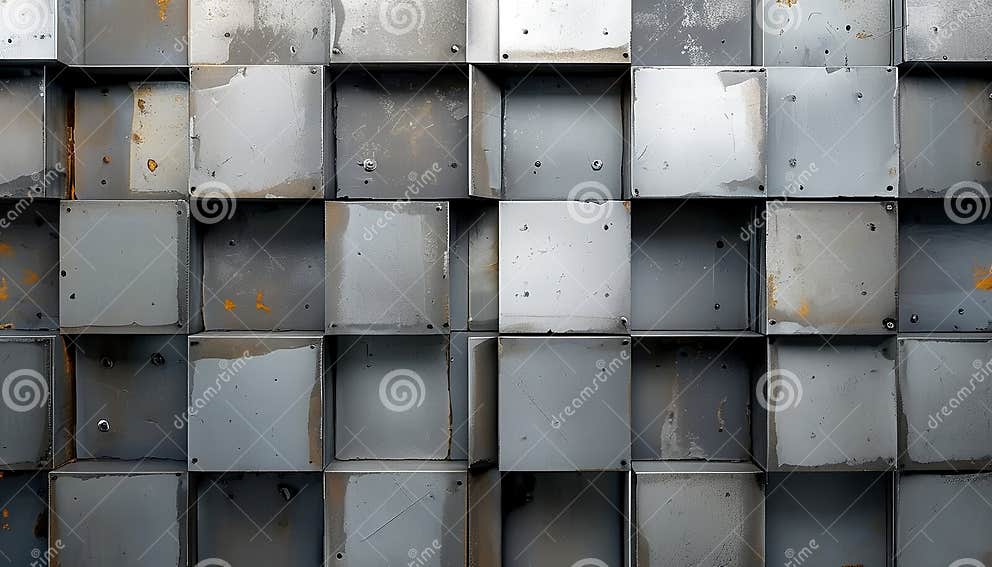 Abstract Arrangement of Metallic Boxes Creates a Striking Industrial ...