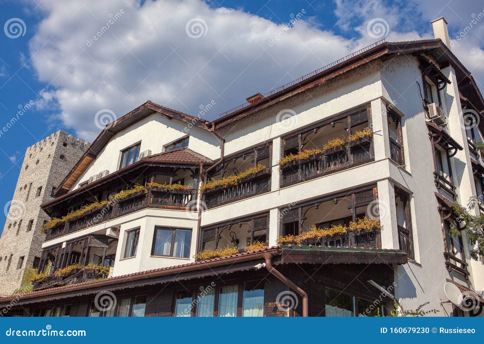 Rustic modern hotel stock photo. Image of architecture - 160679230