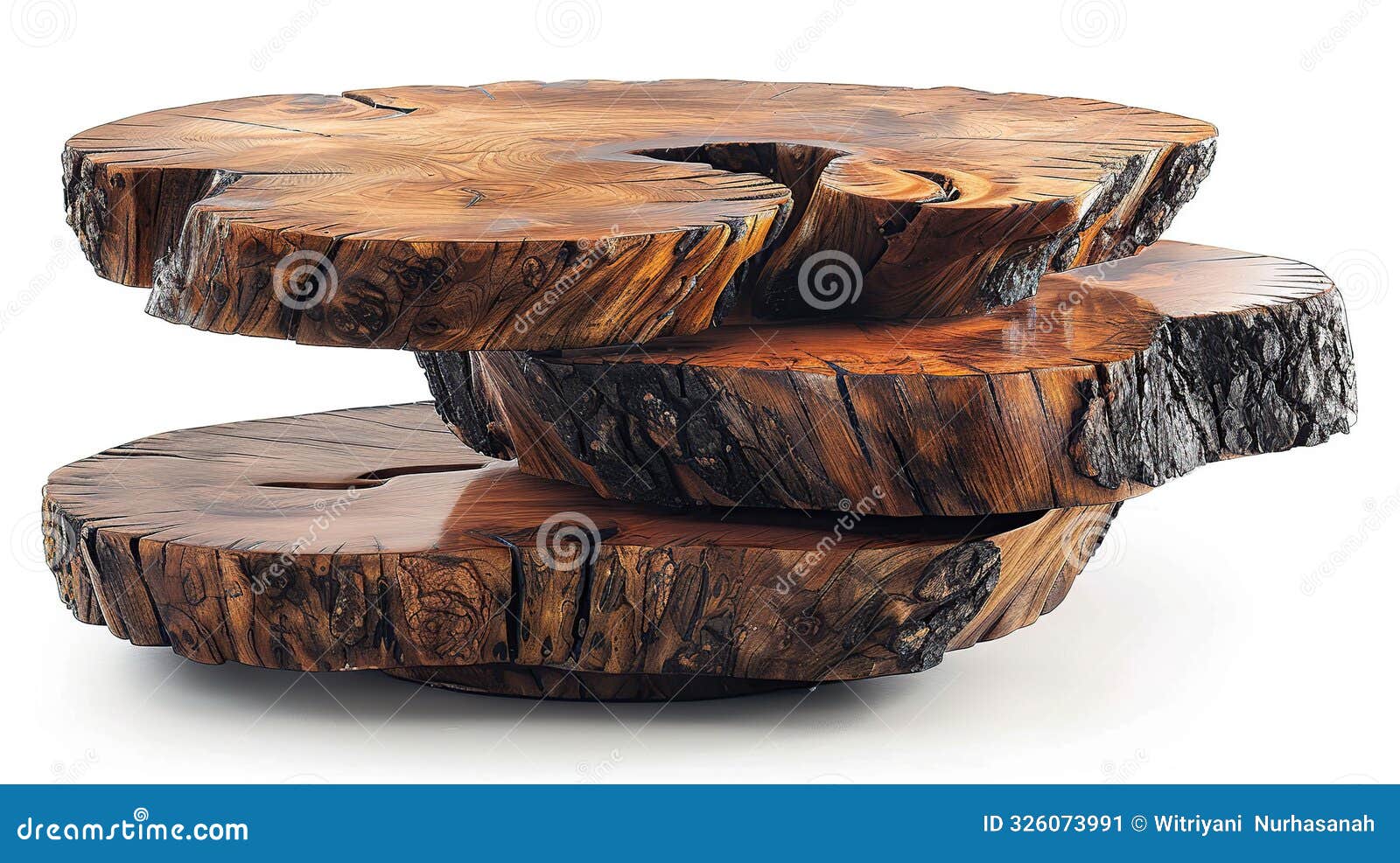 Wooden Coffee Table, Rustic Design, Three Tiered Stack, Natural Wood ...