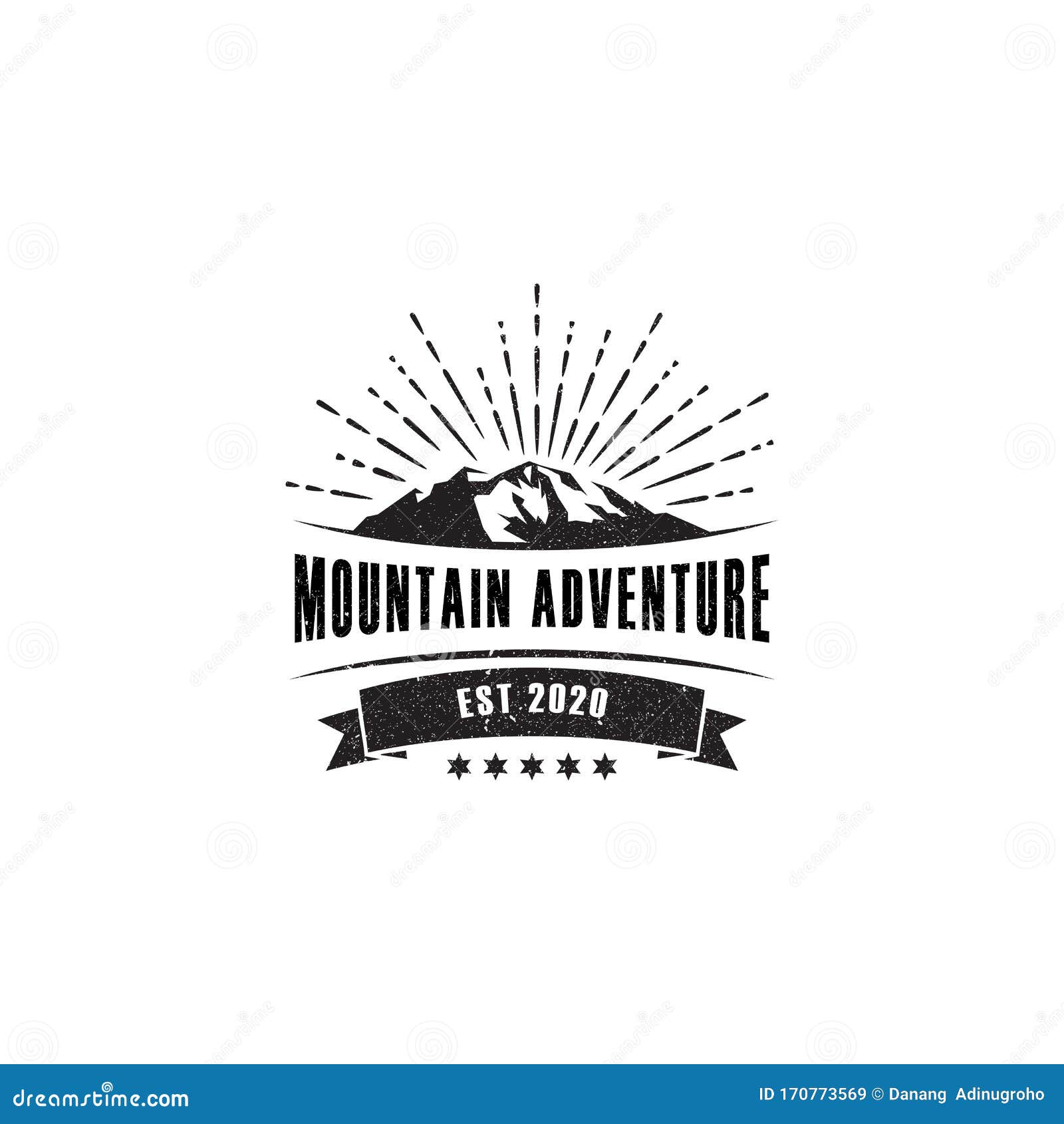 Rustic Mountain Adventure Logo Design, Retro Mountain Logo Vector ...