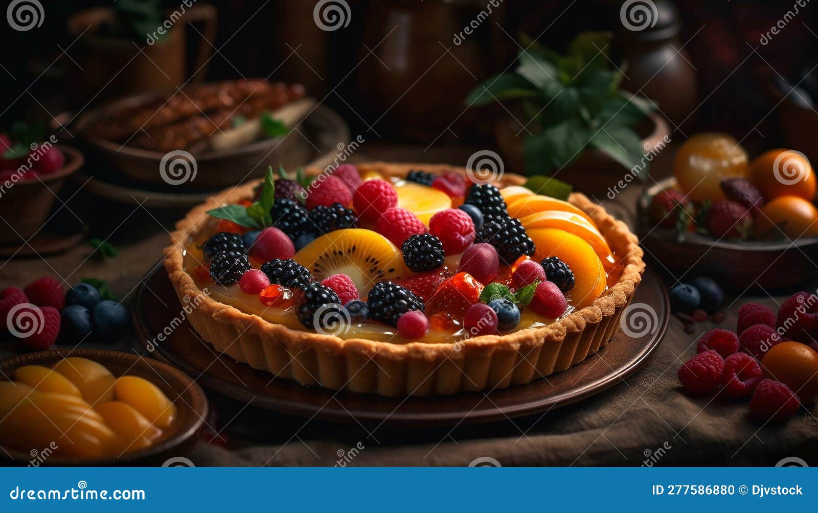 A Rustic Multi Colored Berry Tart, Fresh from the Kitchen Generated by ...
