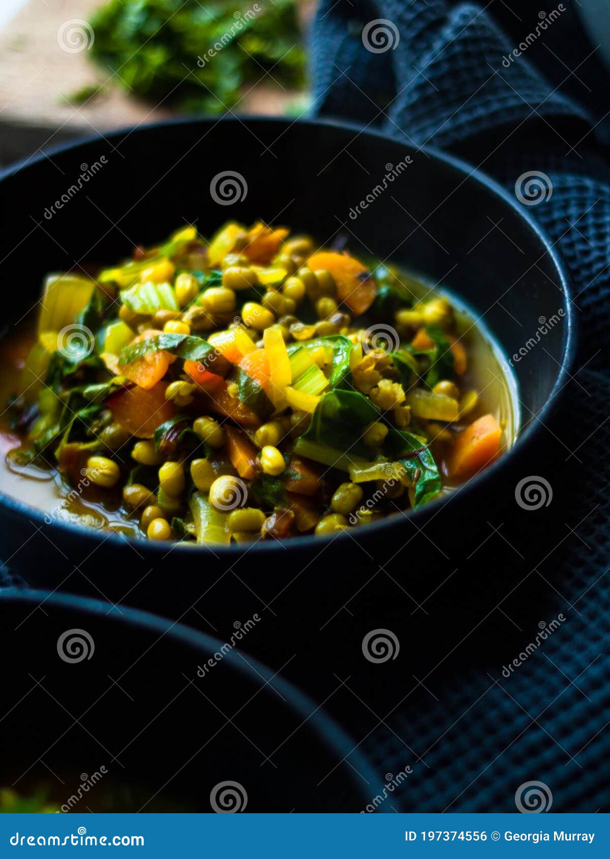 Rustic Mung Bean Dahl Curry in Natural Light Stock Photo - Image of ...