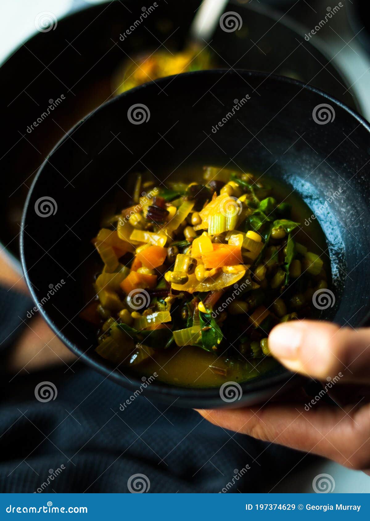 Rustic Mung Bean Dahl Curry in Natural Light Stock Image - Image of ...