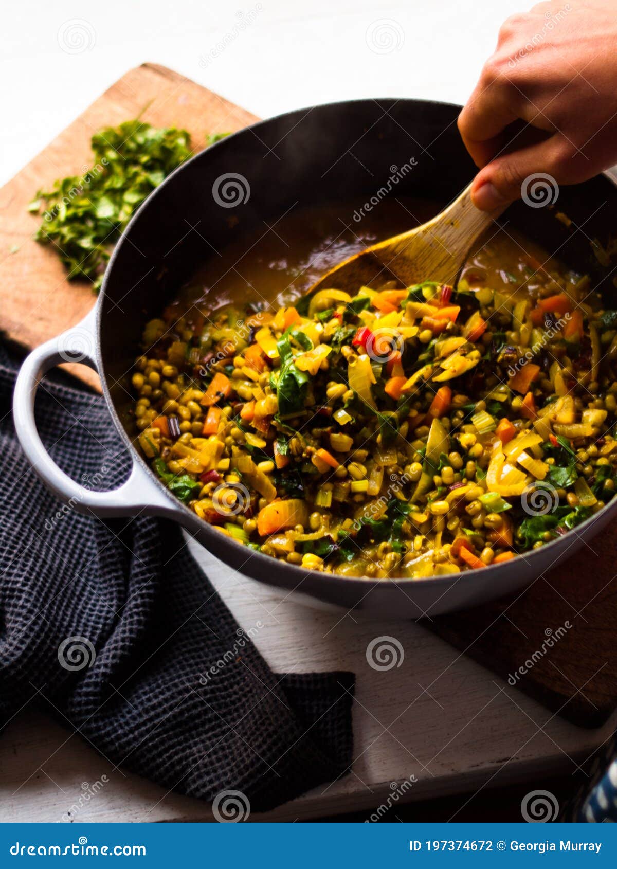 Rustic Mung Bean Dahl Curry in Natural Light Stock Photo - Image of ...