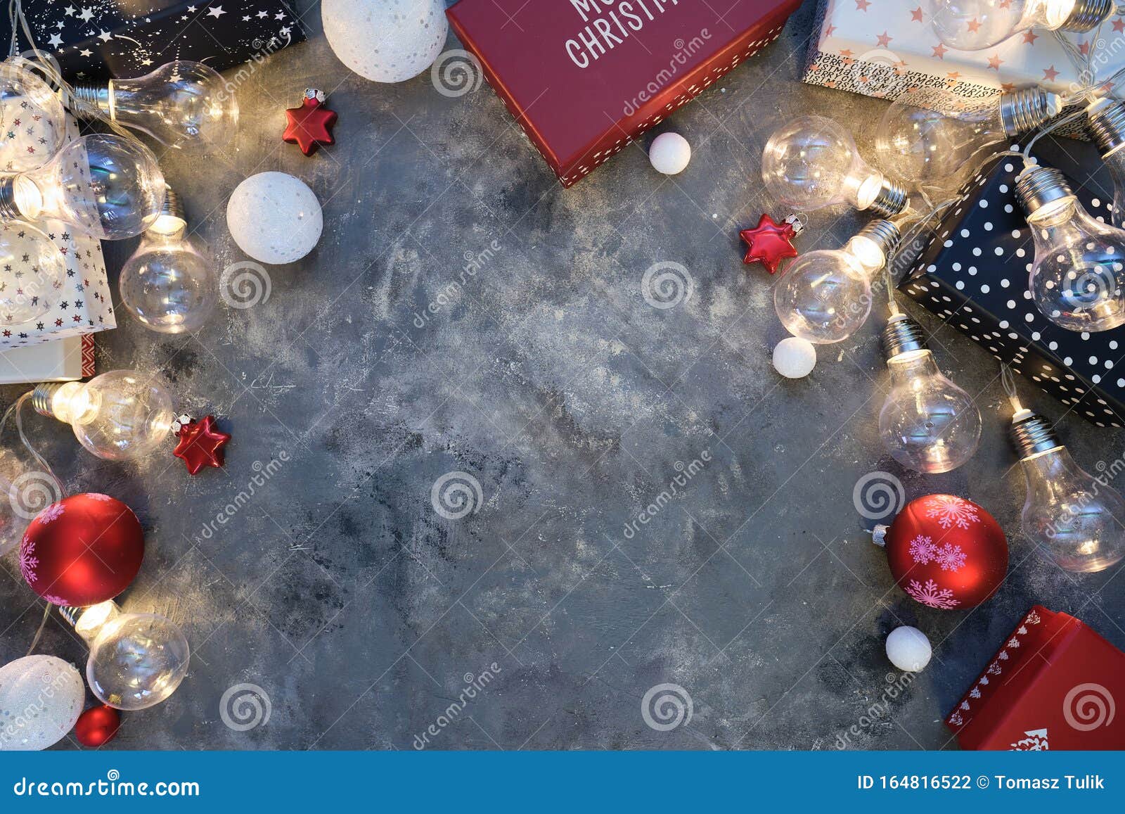 Rustic Natural Christmas Background on Textured Dark Grey Background ...