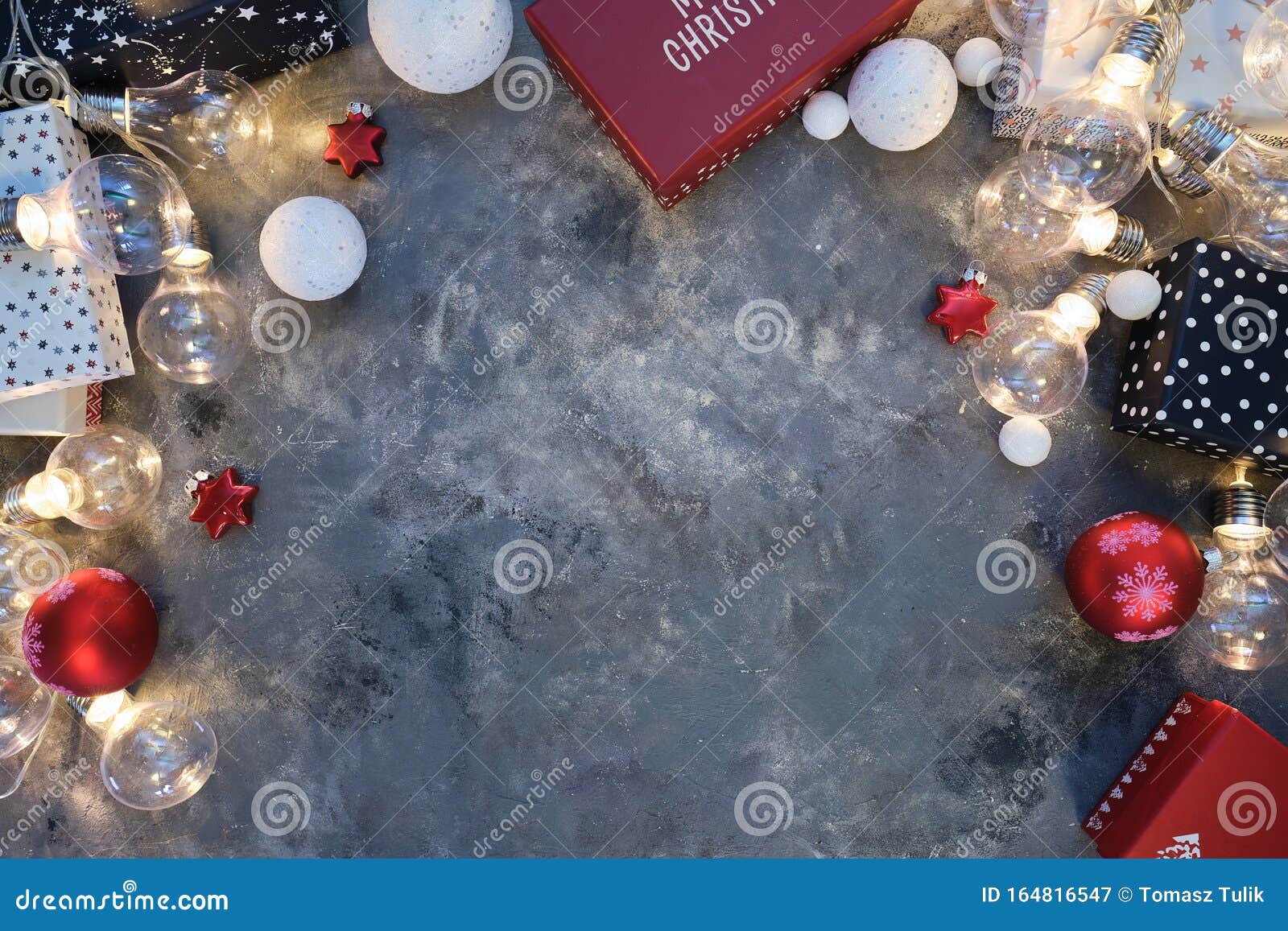 Rustic Natural Christmas Background on Textured Dark Grey Background ...