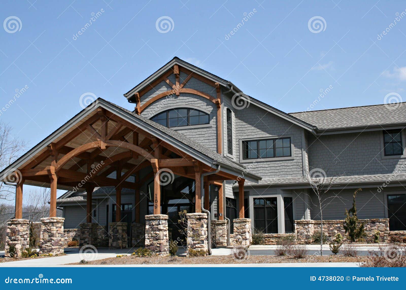 Rustic Office with Rock Work Details Stock Photo - Image of building ...