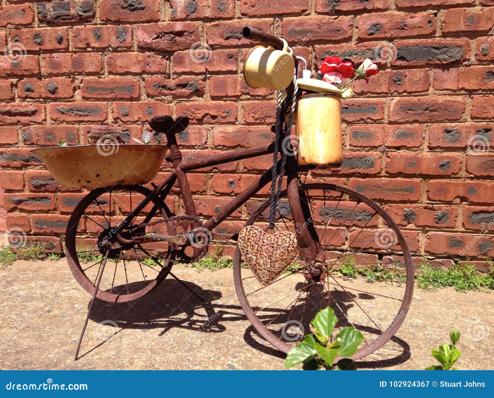 Rustic Old Bicycle Patina Covered with Odds and Ends Stock Image ...