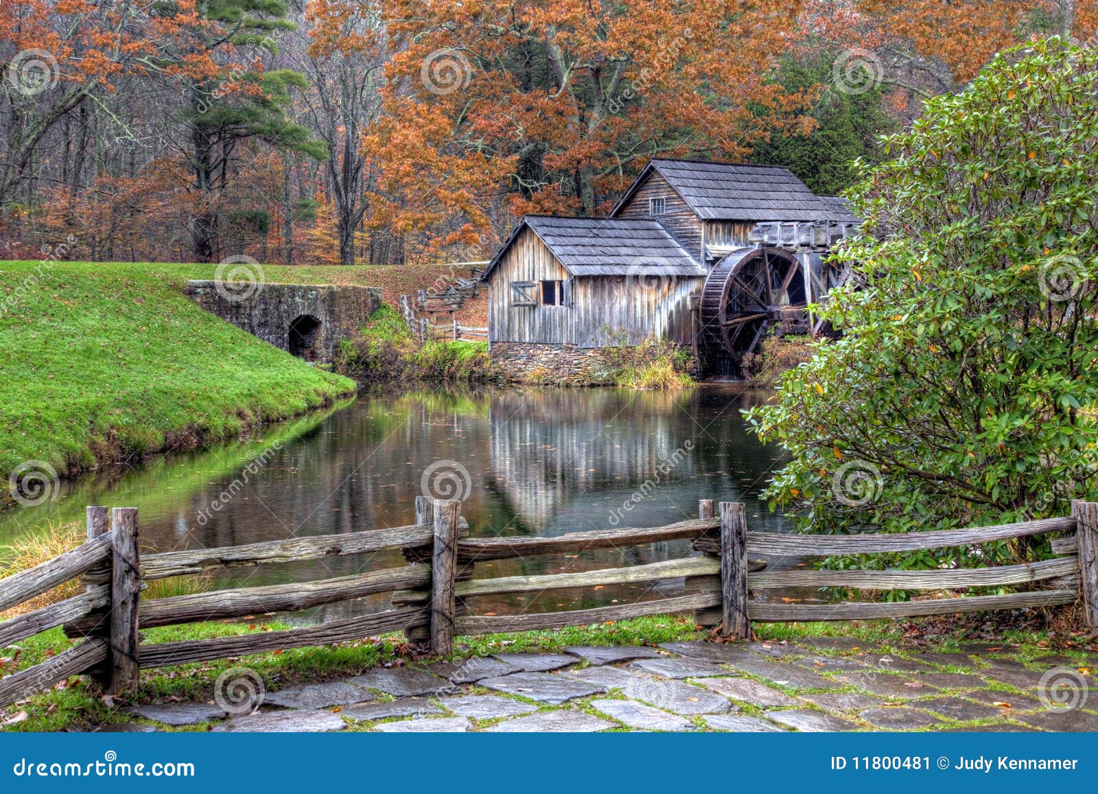 Rustic Old Gristmill in Fall Season Stock Image - Image of powered ...