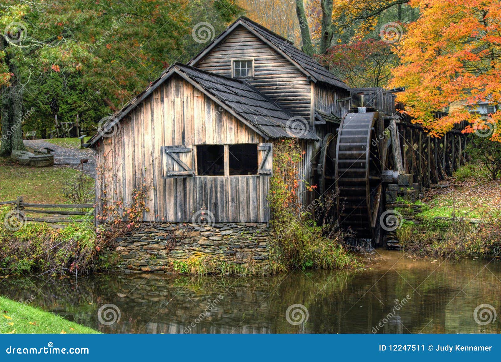 Rustic Old Gristmill in Fall Season Stock Image - Image of parkway ...