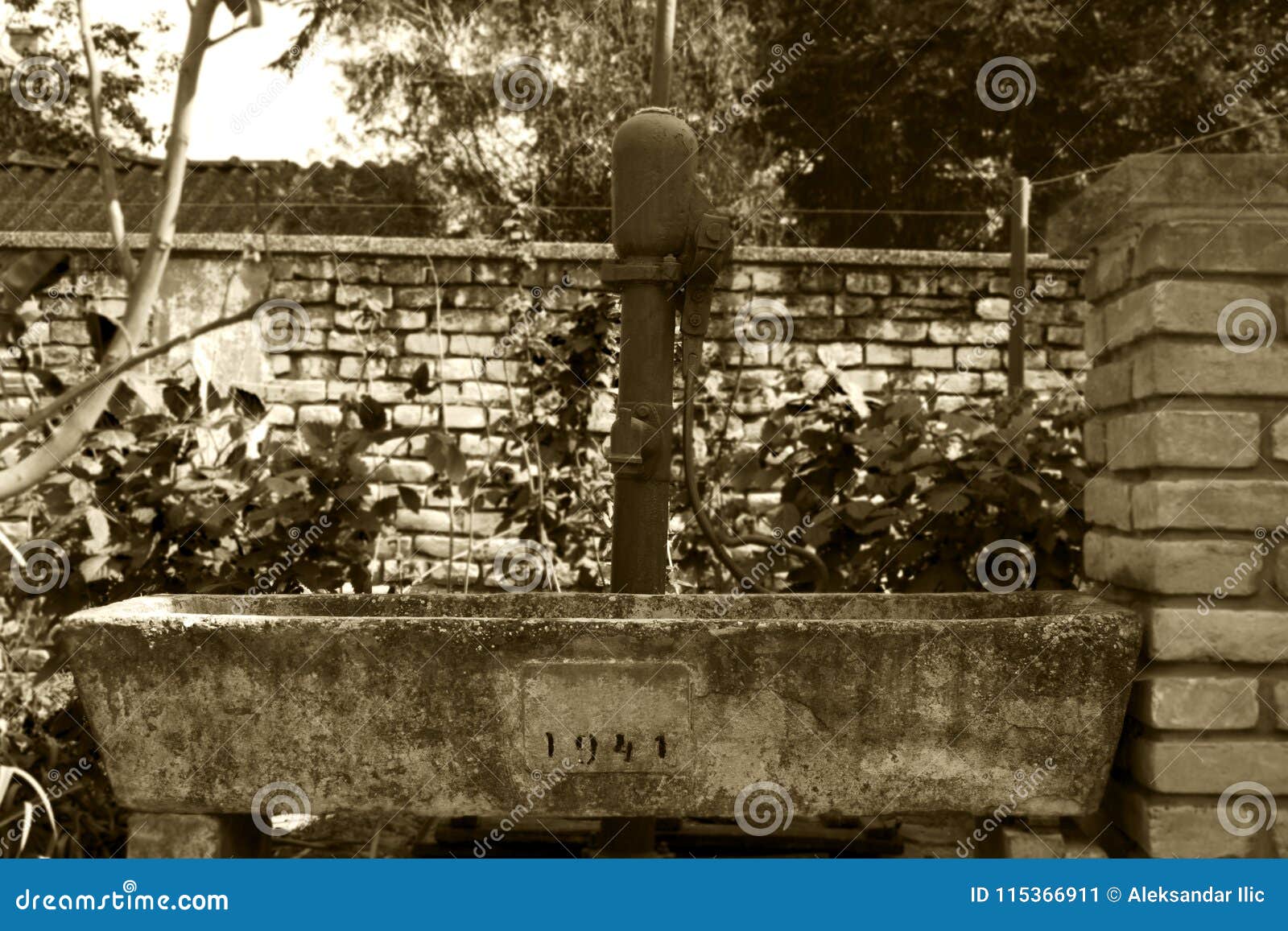 Old Rustic Hand Water Pump at the Well in the Garden Stock Image ...