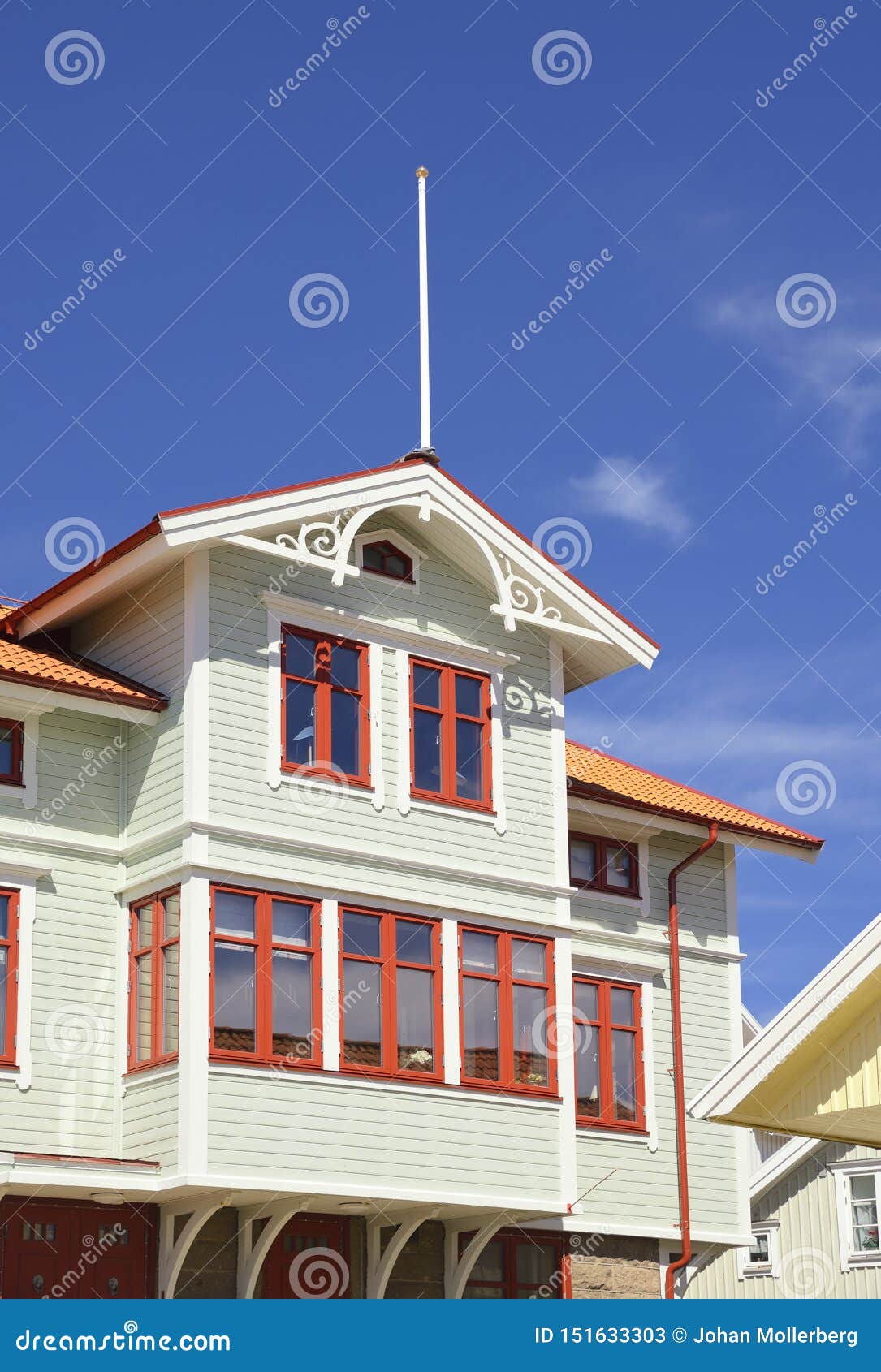 Rustic Old House Gable with Windows Stock Image - Image of scandinavia ...