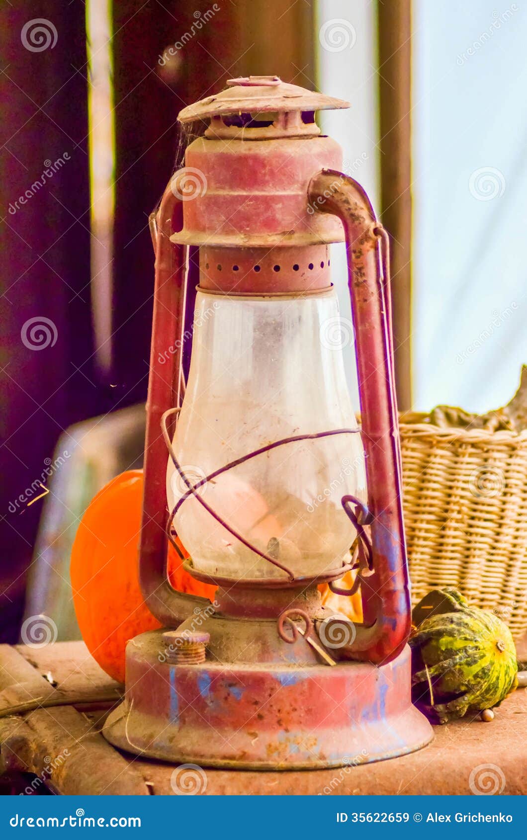 Rustic old oil lantern stock image. Image of dust, descriptive - 35622659