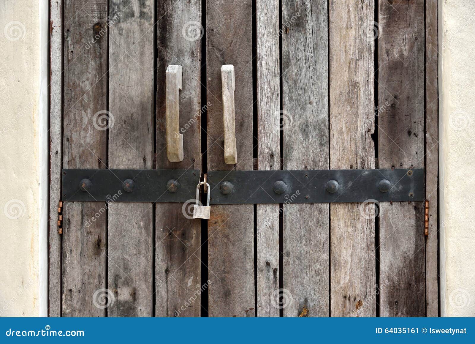 Rustic Old Plank Door with Lock Stock Image - Image of detail, entrance ...