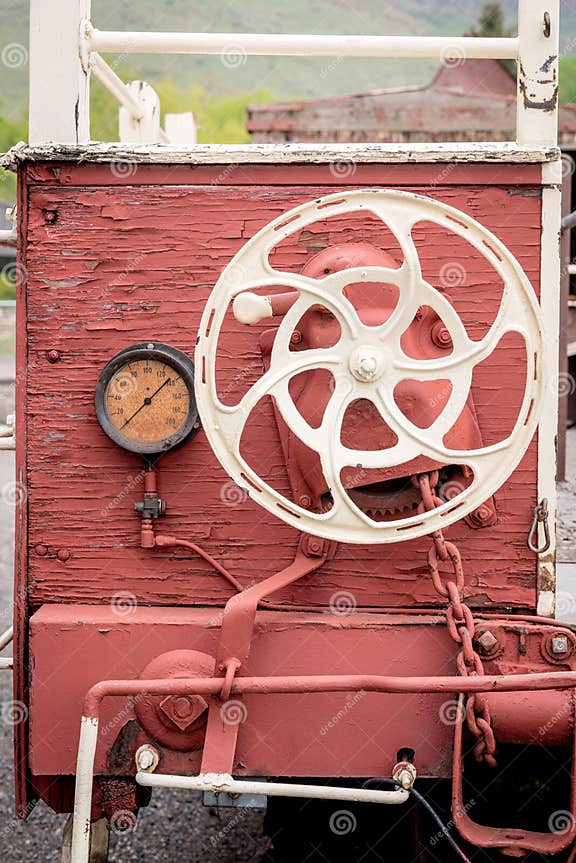 Rustic Old Train Car Connection Wheel and Gages Stock Image - Image of ...