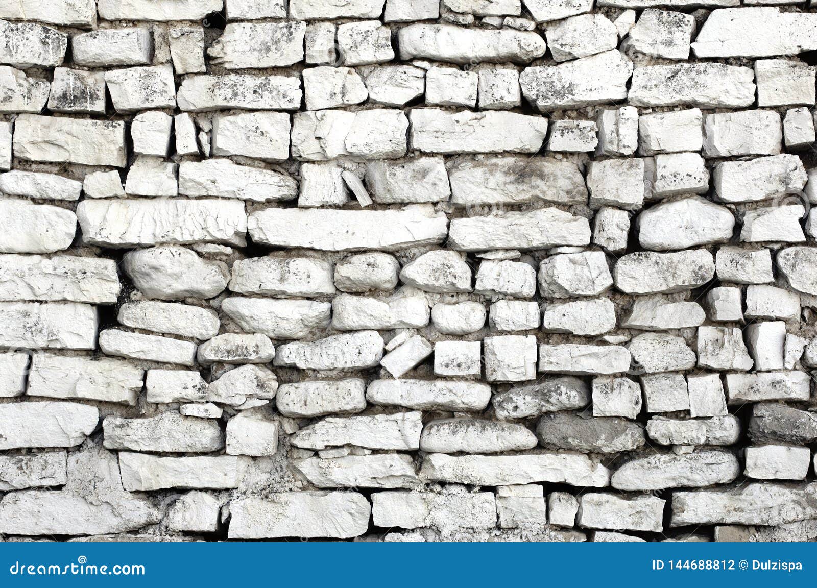 Rustic Old Wall with White Bricks, Different Sizes Stock Photo - Image ...