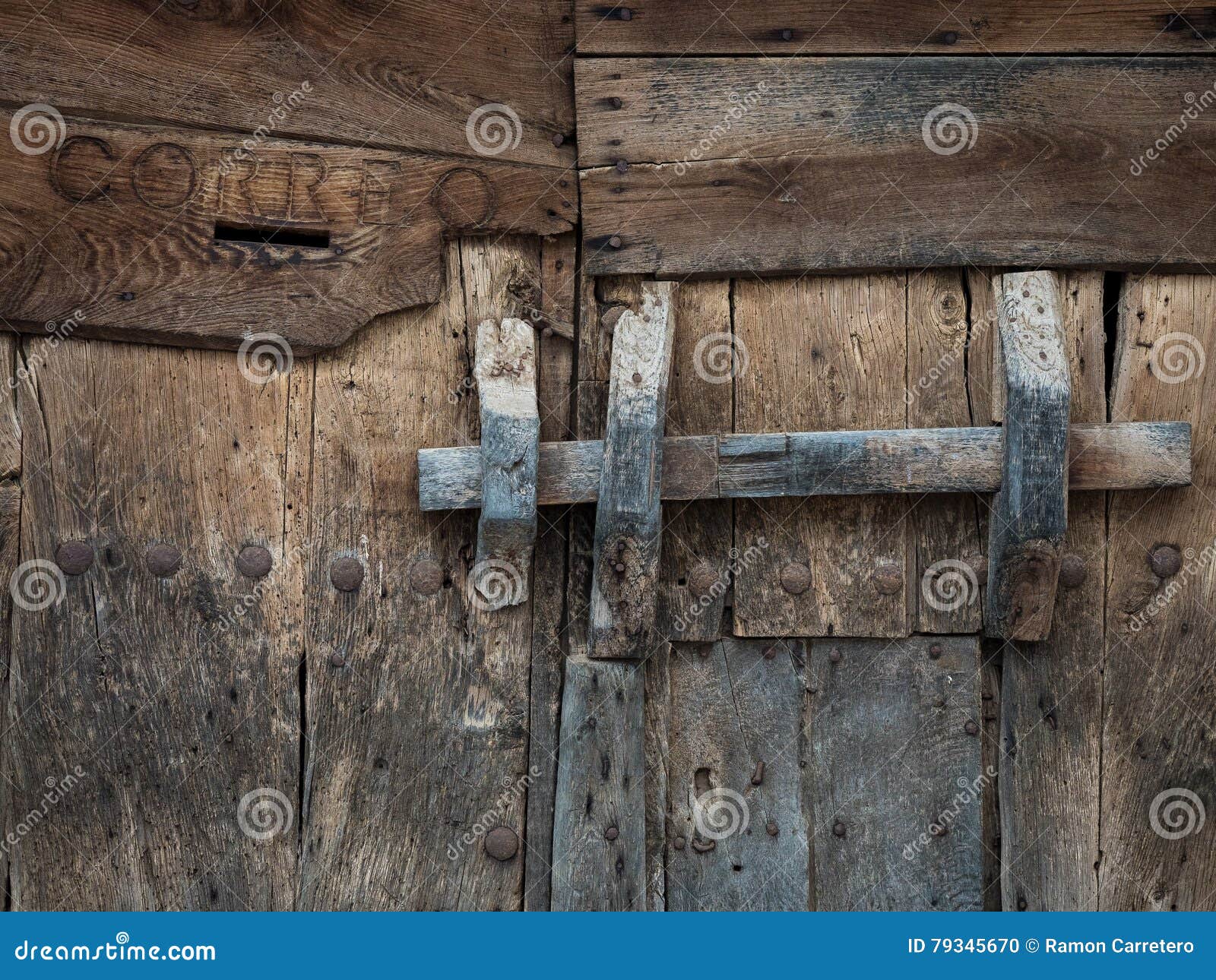 Rustic and old wooden gate stock photo. Image of door - 79345670
