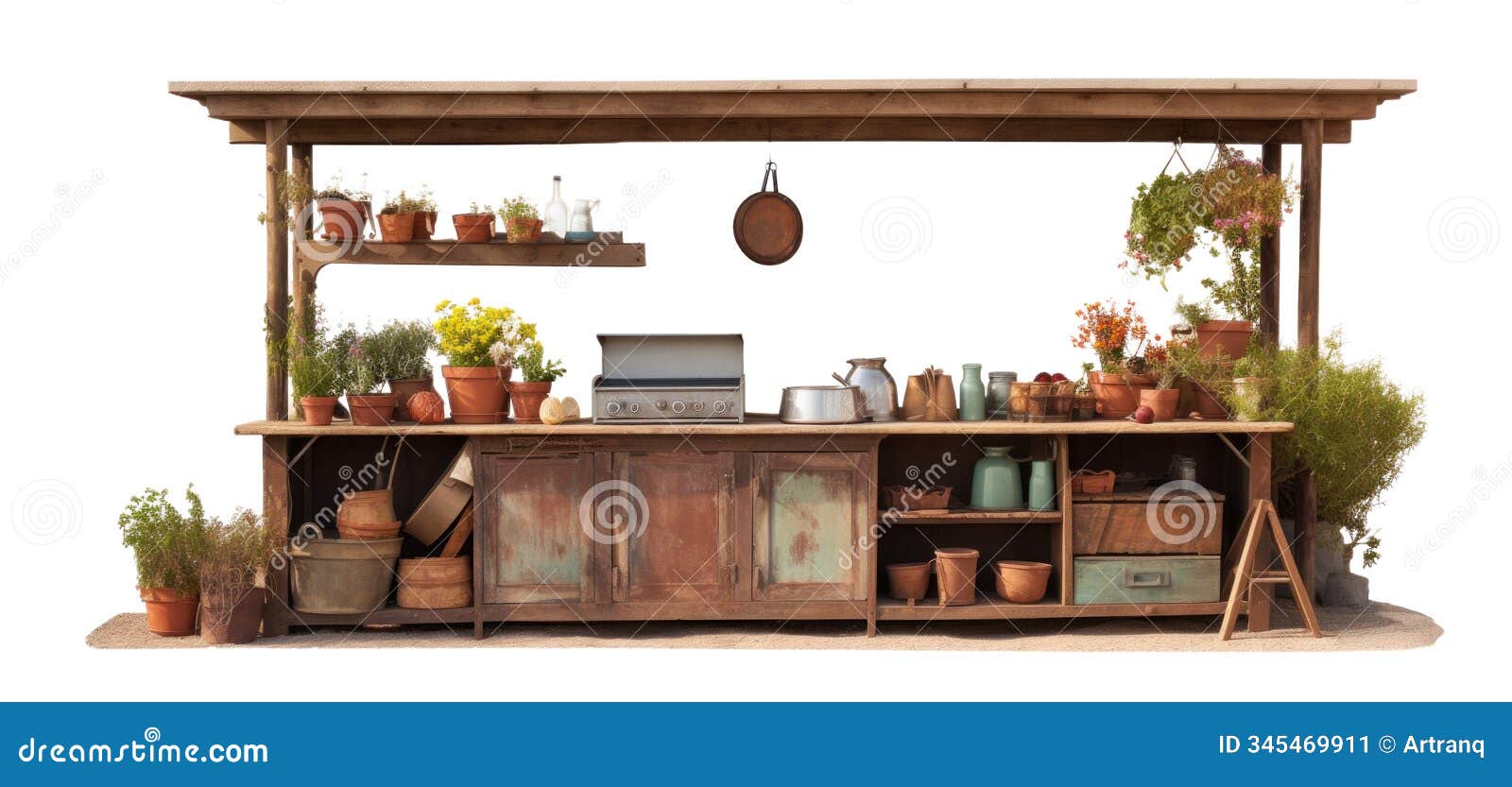 Rustic Outdoor Kitchen Setup on Transparent Background Stock Image ...