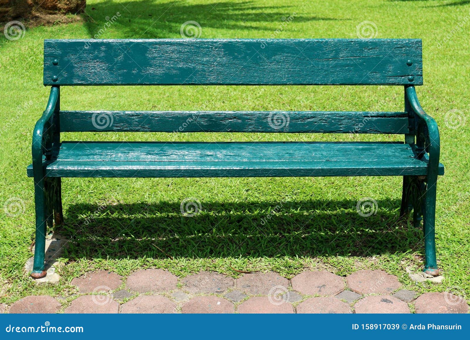 Rustic Outdoor Wooden Bench in the Park Stock Image - Image of wooden ...