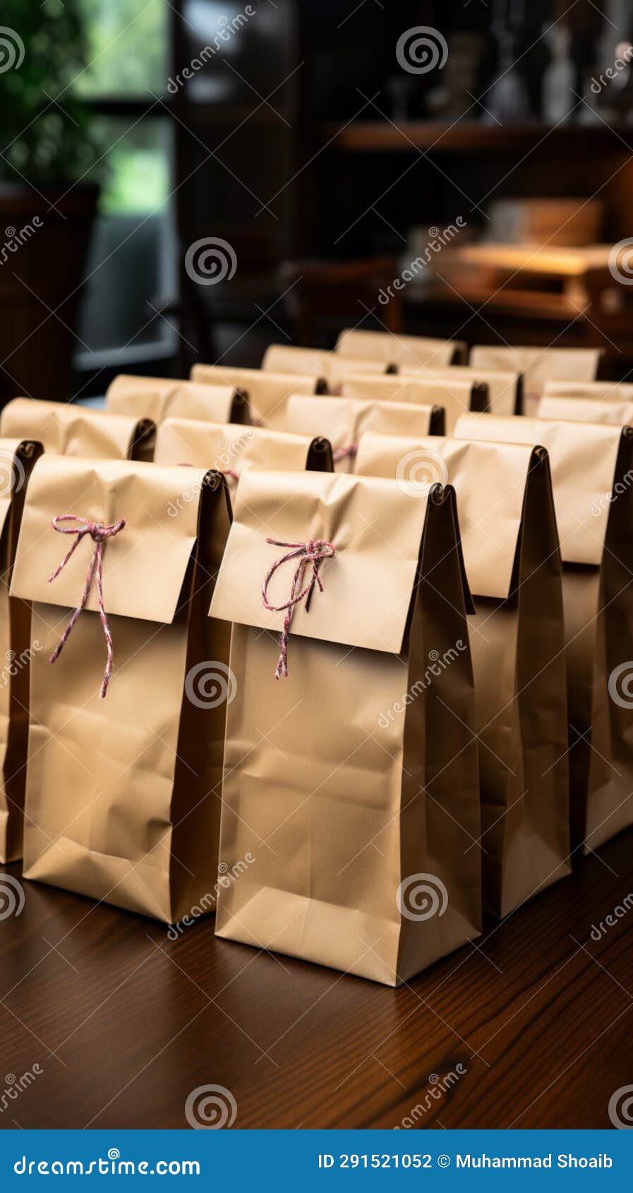 Rustic Packaging: Brown Paper Bags Placed Artfully on the Tabletop ...