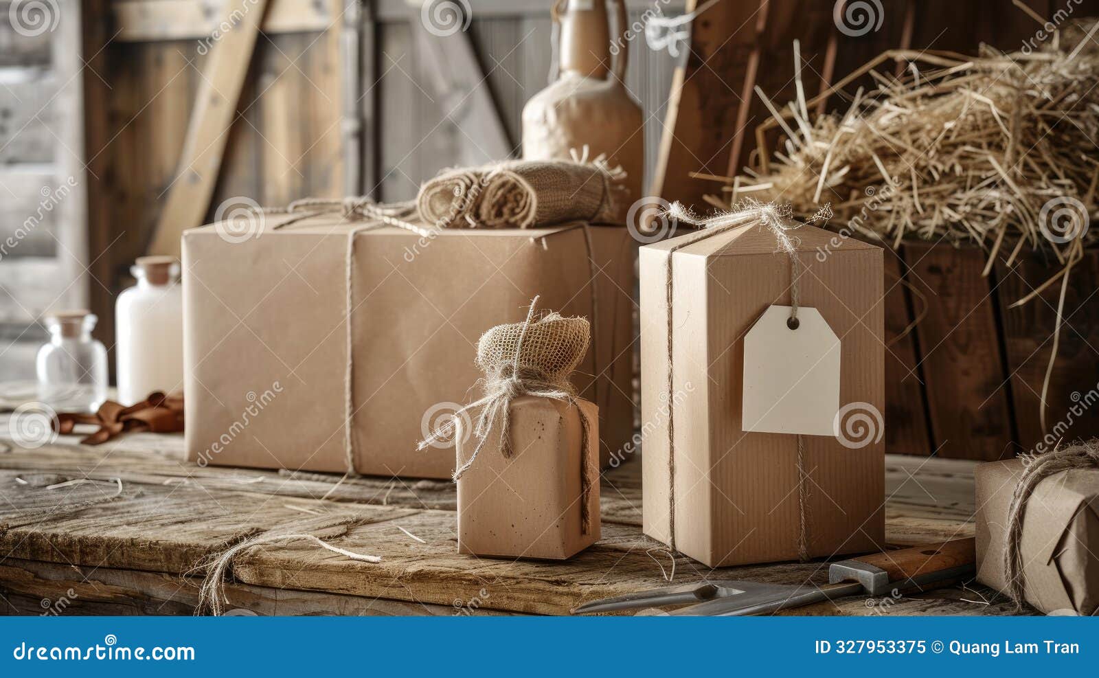 Rustic Packaging: Brown Paper Bags Placed Artfully On The Tabletop ...