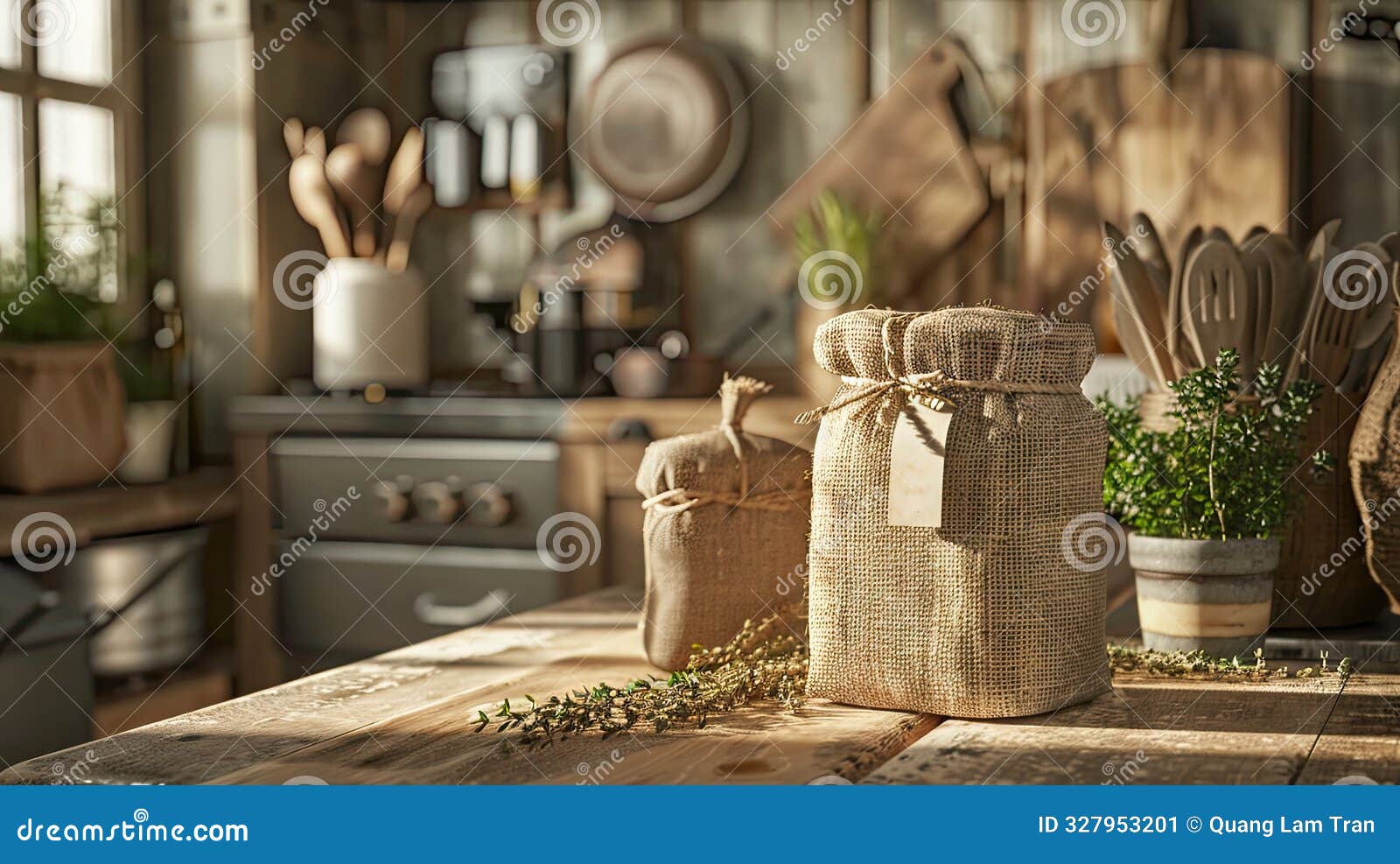 Rustic Packaging: Brown Paper Bags Placed Artfully On The Tabletop ...