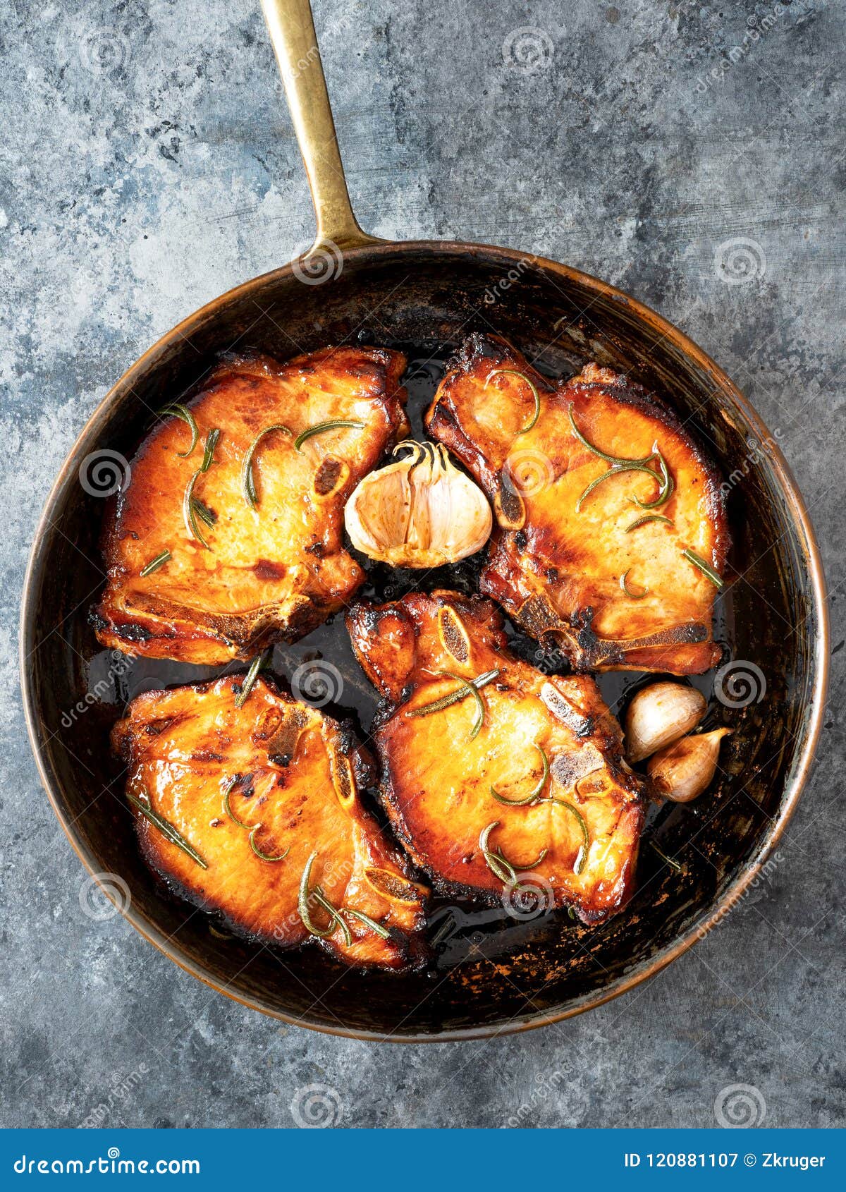 Rustic Pan Fried Pork Chops Stock Image - Image of cutlet, closeup ...