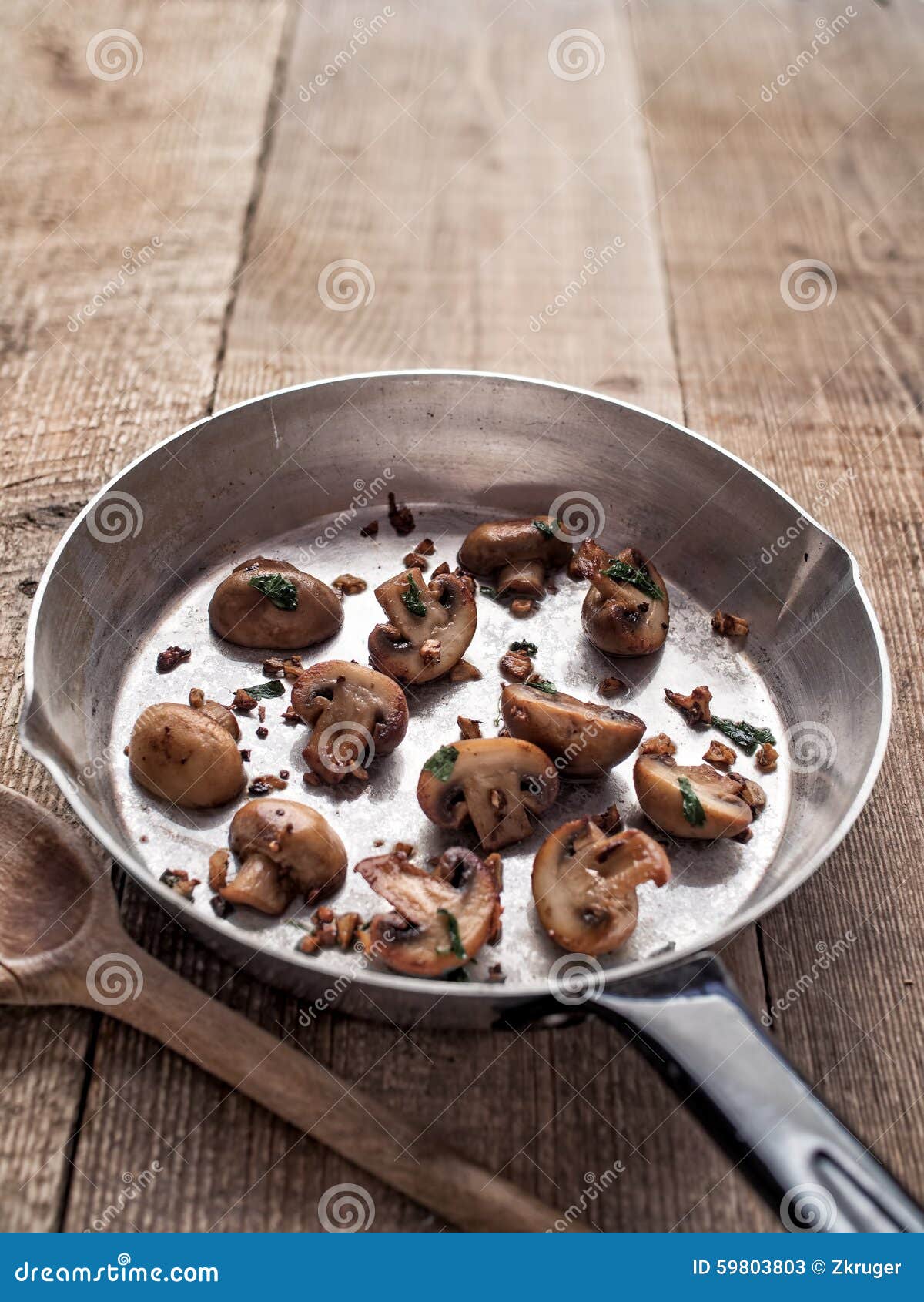 Rustic Pan Sauteed Mushroom Stock Image - Image of side, closeup: 59803803
