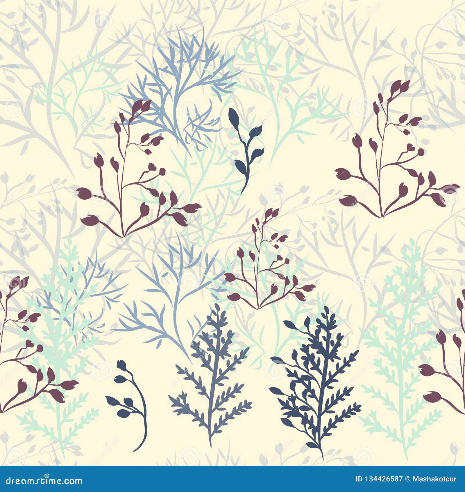 Rustic Pattern Vector Florals and Branches Stock Vector - Illustration ...