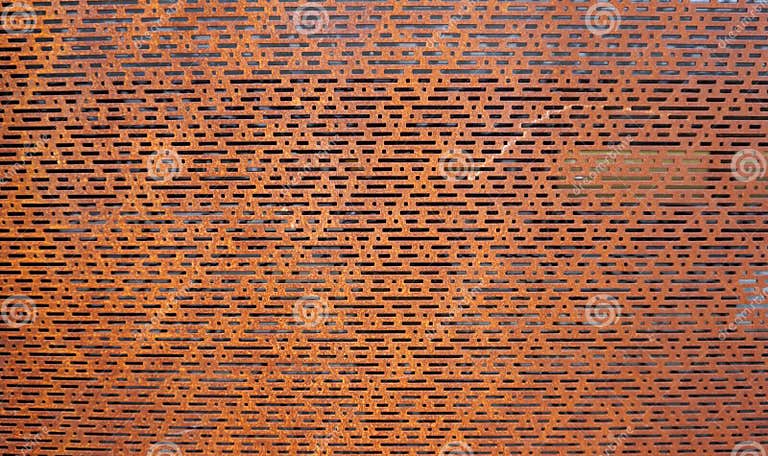 Rustic Perforated Metal Horizontal Stock Photo - Image of wall, closeup ...