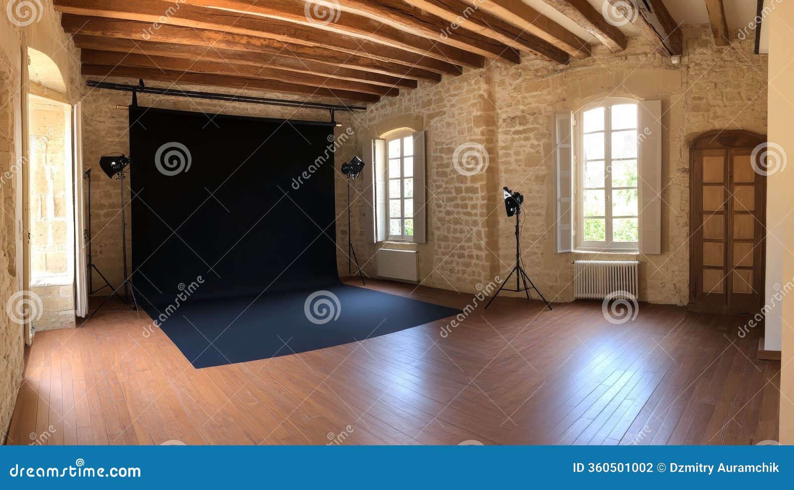 Rustic Photography Studio with Cameras and Lighting Equipment Stock ...