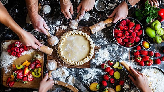 A Rustic Pie-making Class with Rolling Pins, Fresh Fruit, and Dough ...