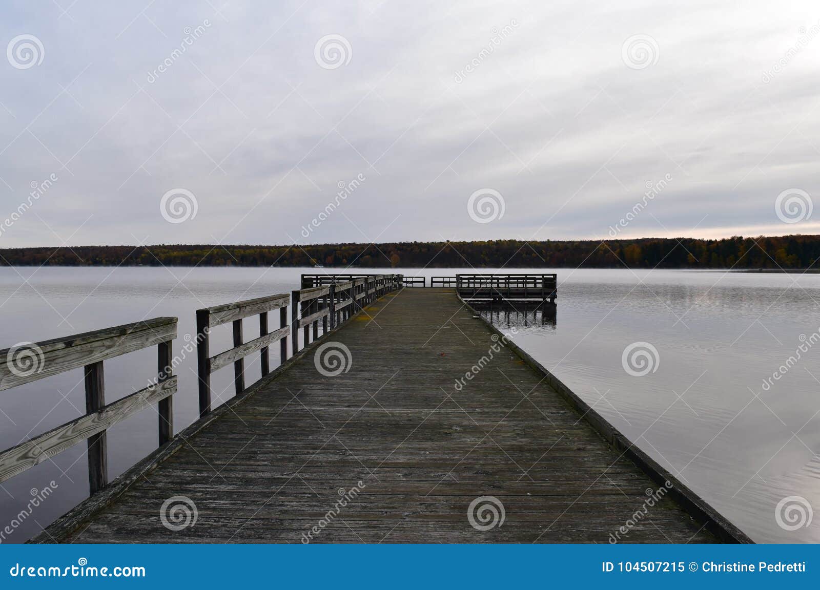 Weathered Dock in a Lake on a Cloudy Fall Day Stock Image - Image of ...