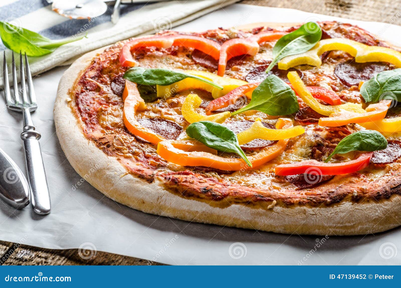 Rustic pizza stock photo. Image of lunch, italian, baked - 47139452
