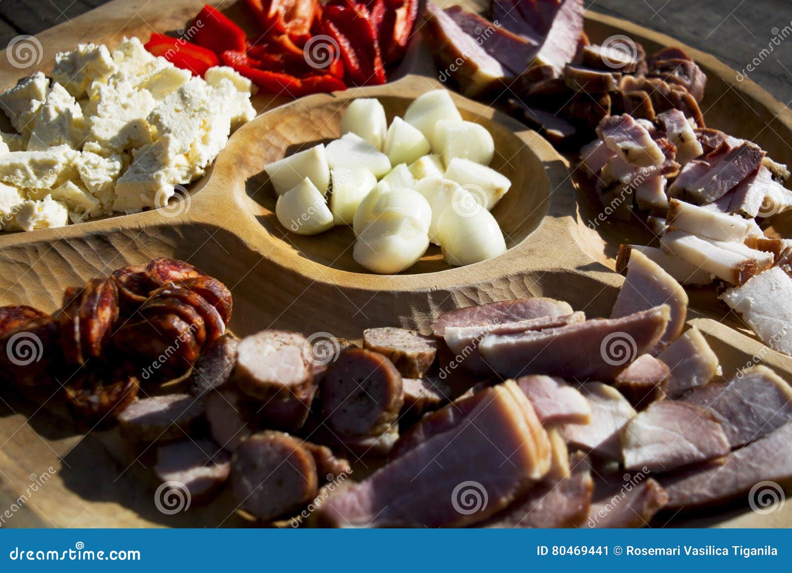 Rustic platter stock image. Image of meal, meat, onion - 80469441