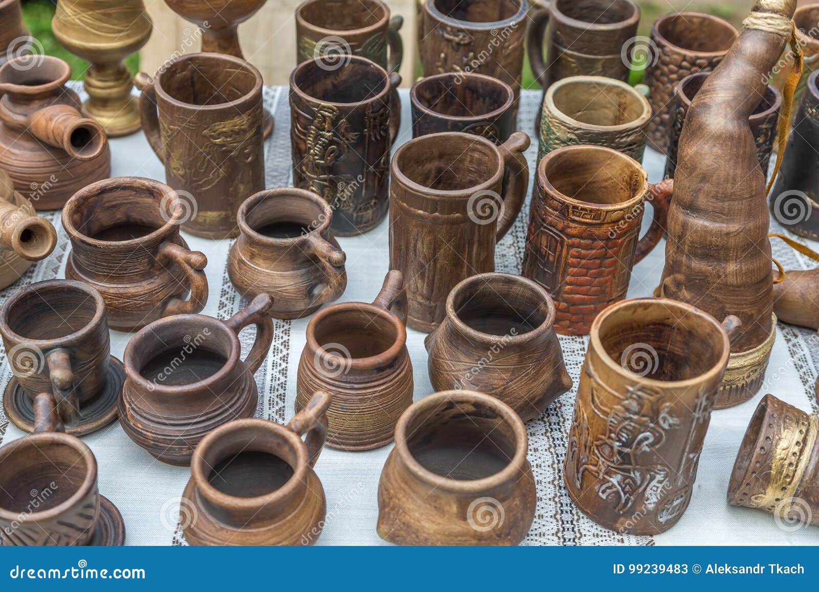 Rustic Pottery Hand-work. Ceramics. Stock Image - Image of handmade ...