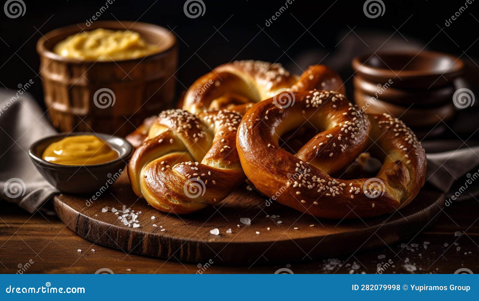 Rustic Pretzel Stack on Wooden Table, Baked for Crunchy Refreshment ...