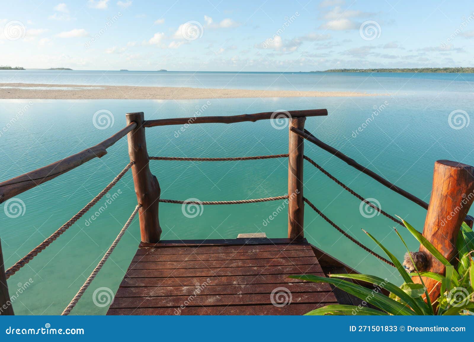 Rustic Railing Around Deck Over Water Stock Image - Image of scenery ...