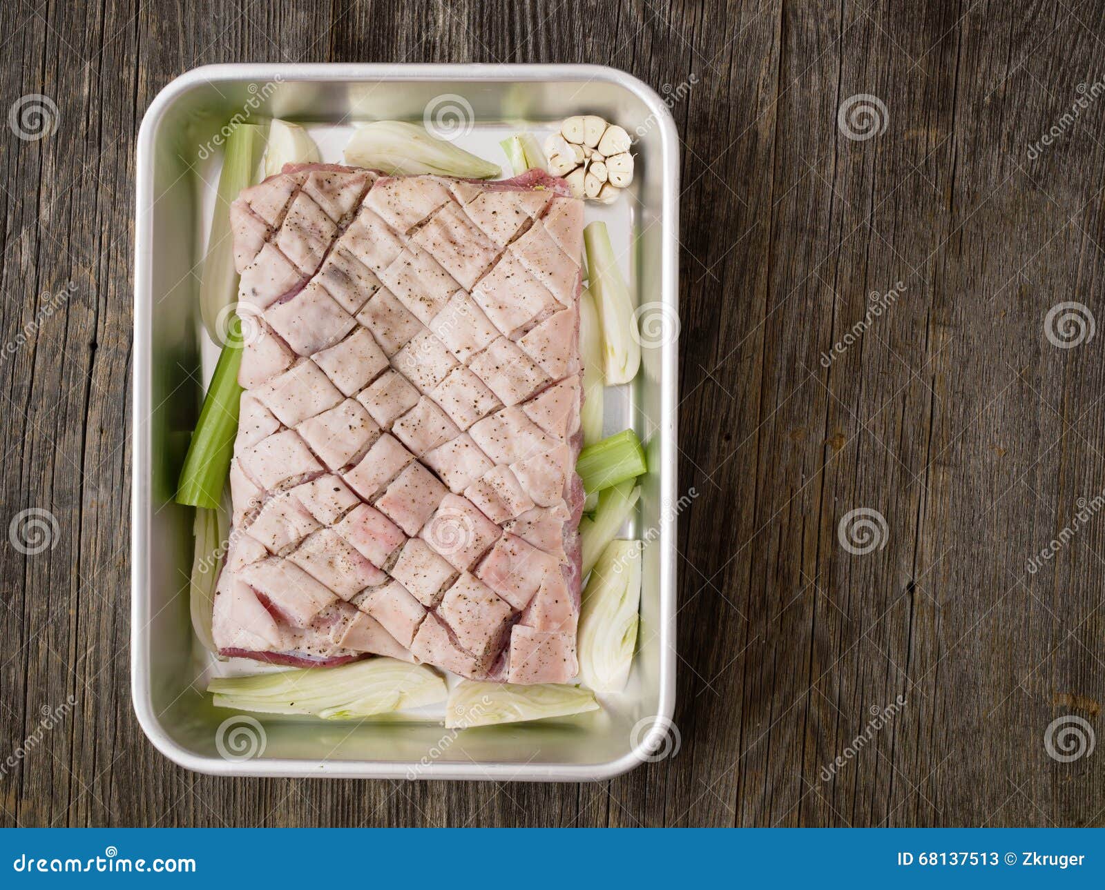 Rustic Raw Uncooked Seasoned Pork Belly Stock Image - Image of belly ...