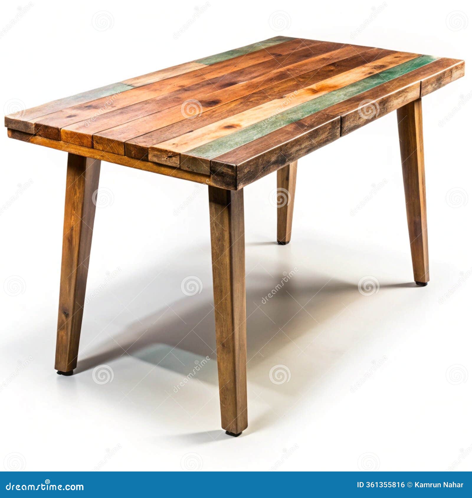 Rustic Reclaimed Wood Table Isolated on White Background Stock ...