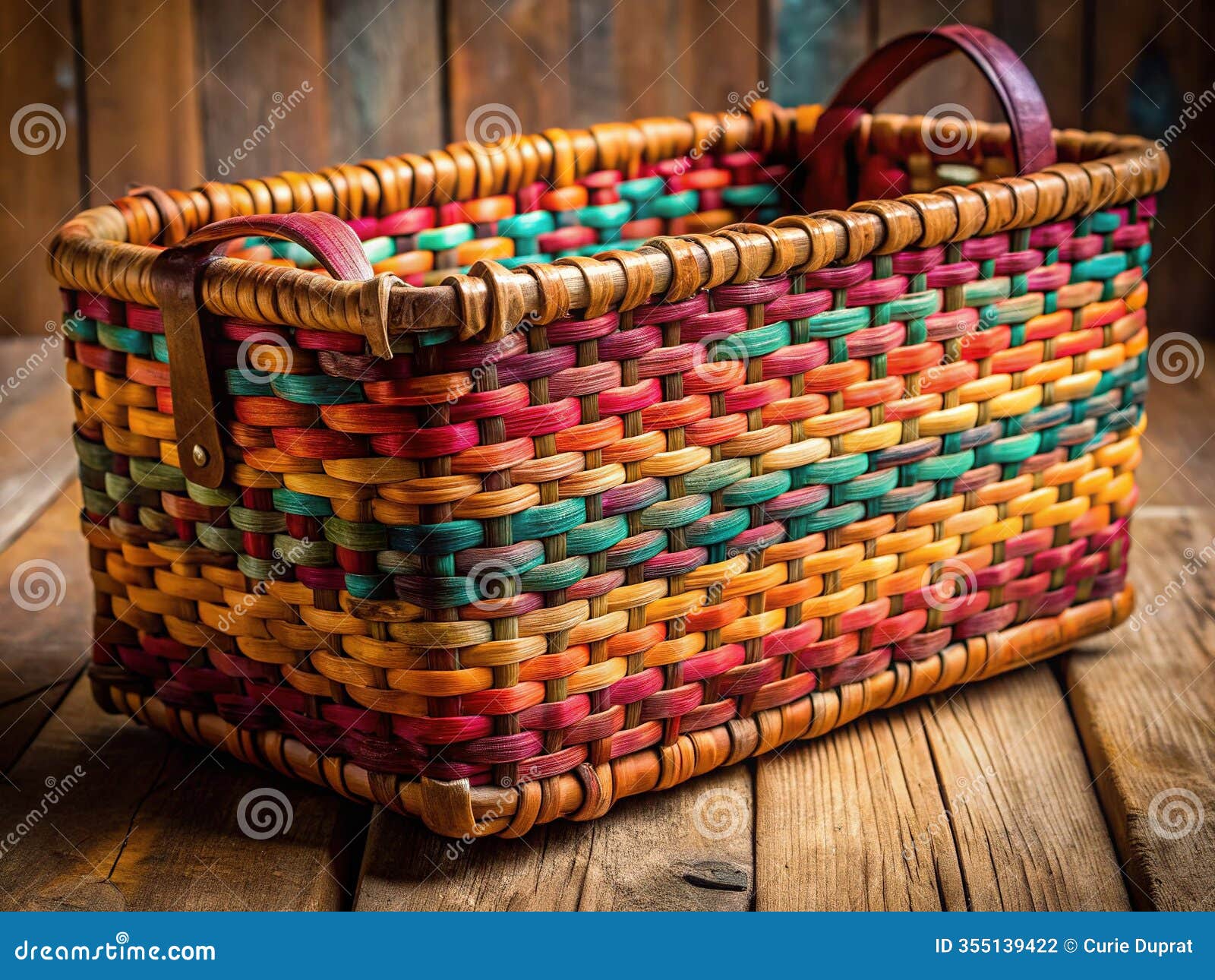 Rustic Rectangular Woven Basket with Leather Straps a Handcrafted ...