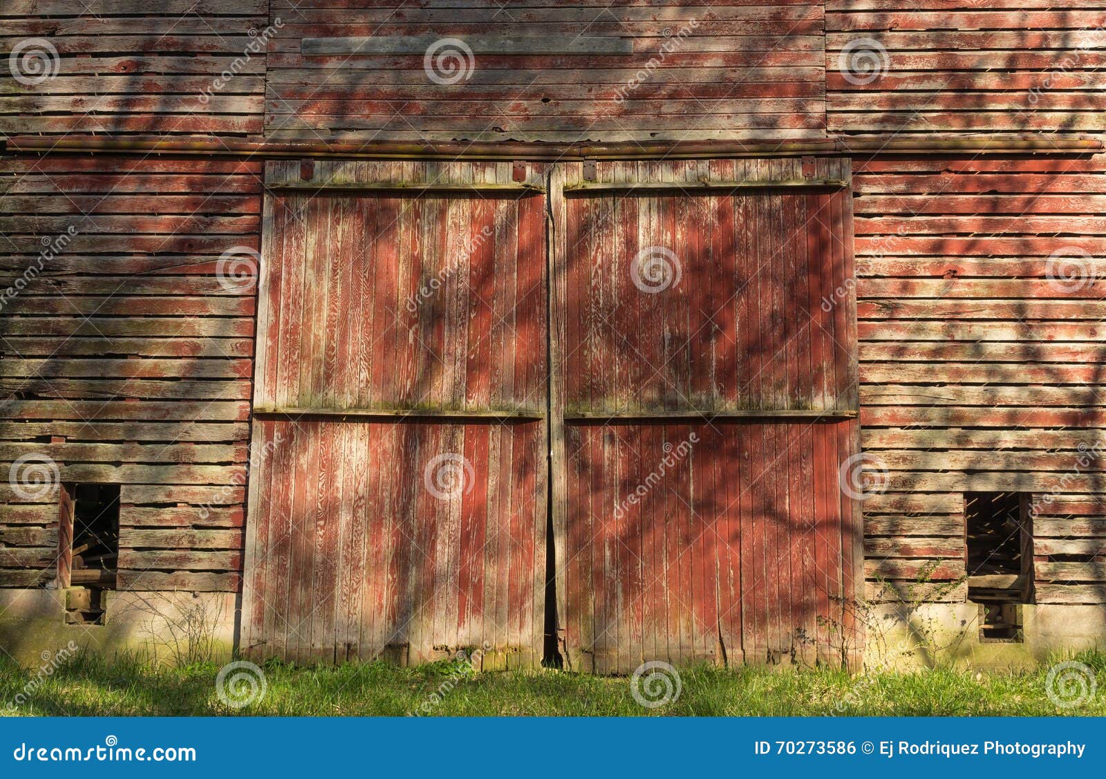 Rustic red barn doors. stock photo. Image of farm, landscape - 70273586