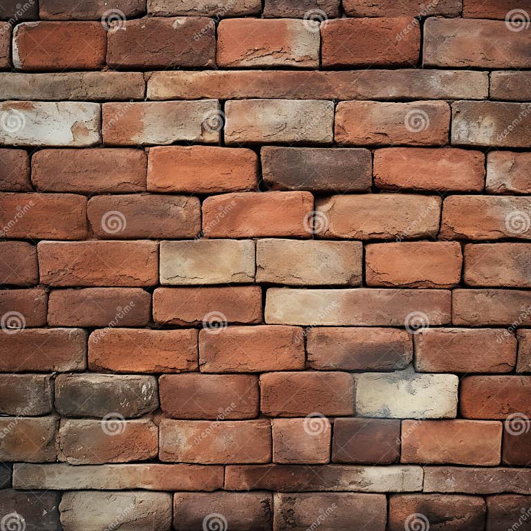Rustic Red and Brown Brick Wall with Rough Surfaces and Weathered ...