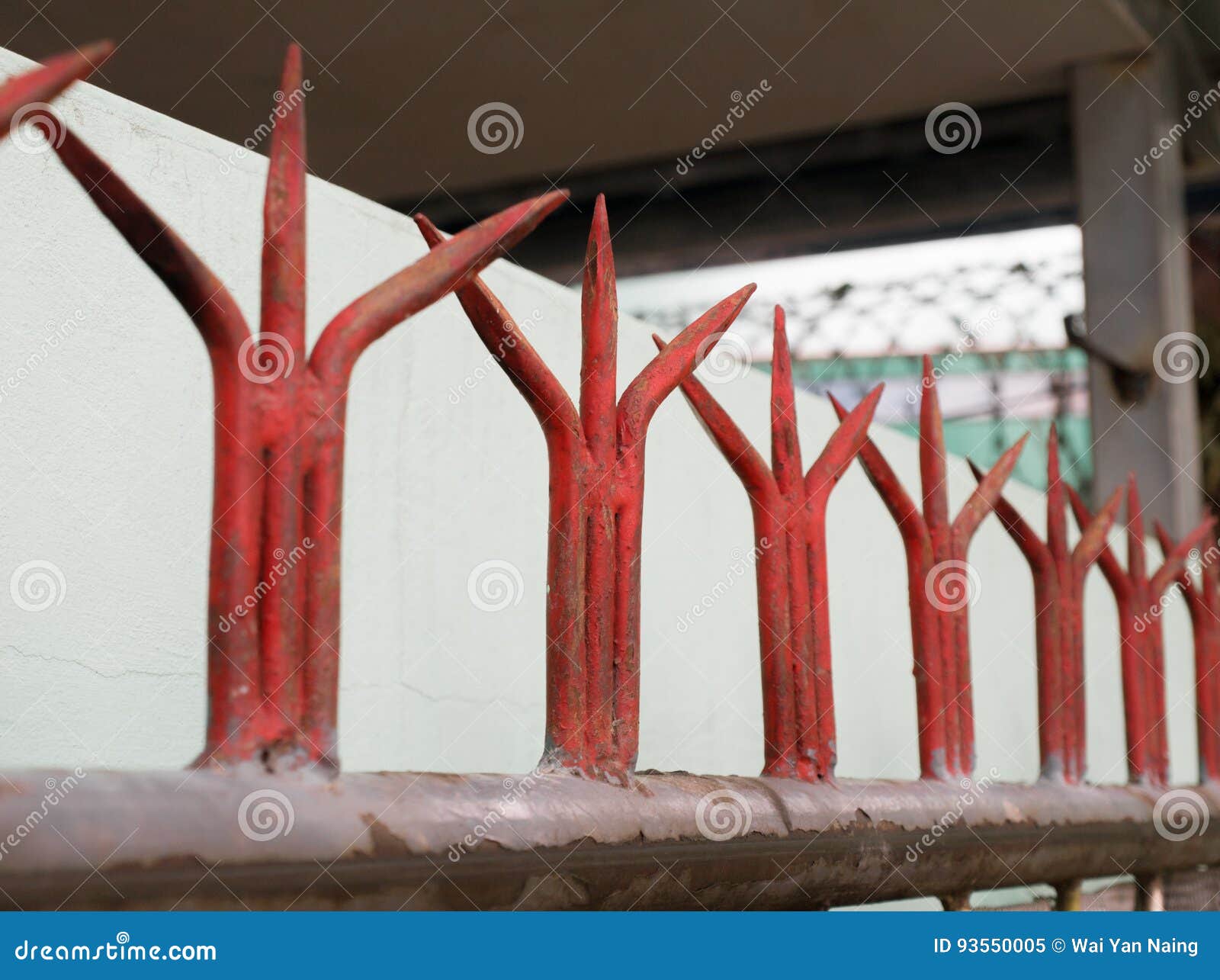RUSTIC RED WROUGHT IRON FENCE Stock Image - Image of resistant ...