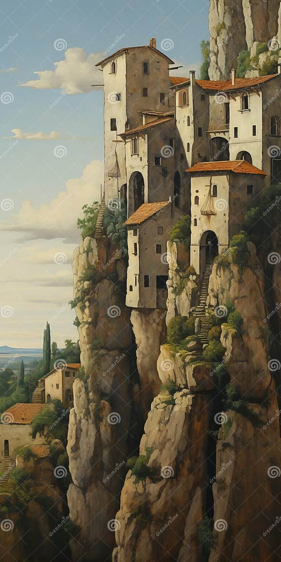 Rustic Renaissance Realism: Hyperrealistic Illustrations of Cliffs with ...