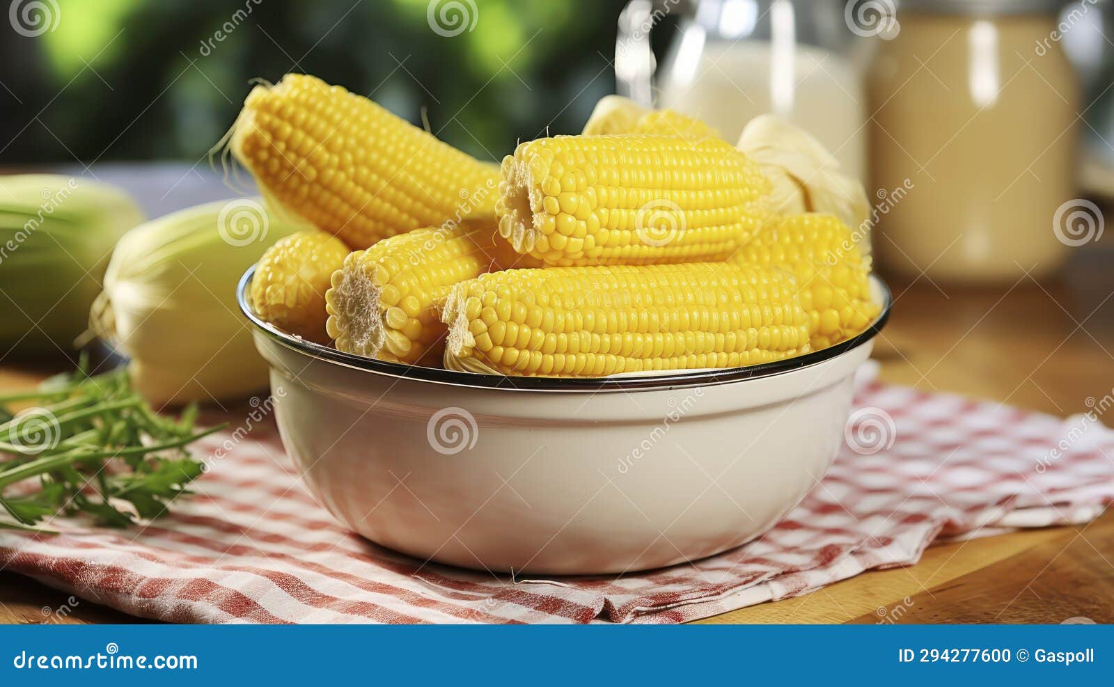 Rustic Repast. a Wooden Table S Presentation of Corn Delight Stock ...