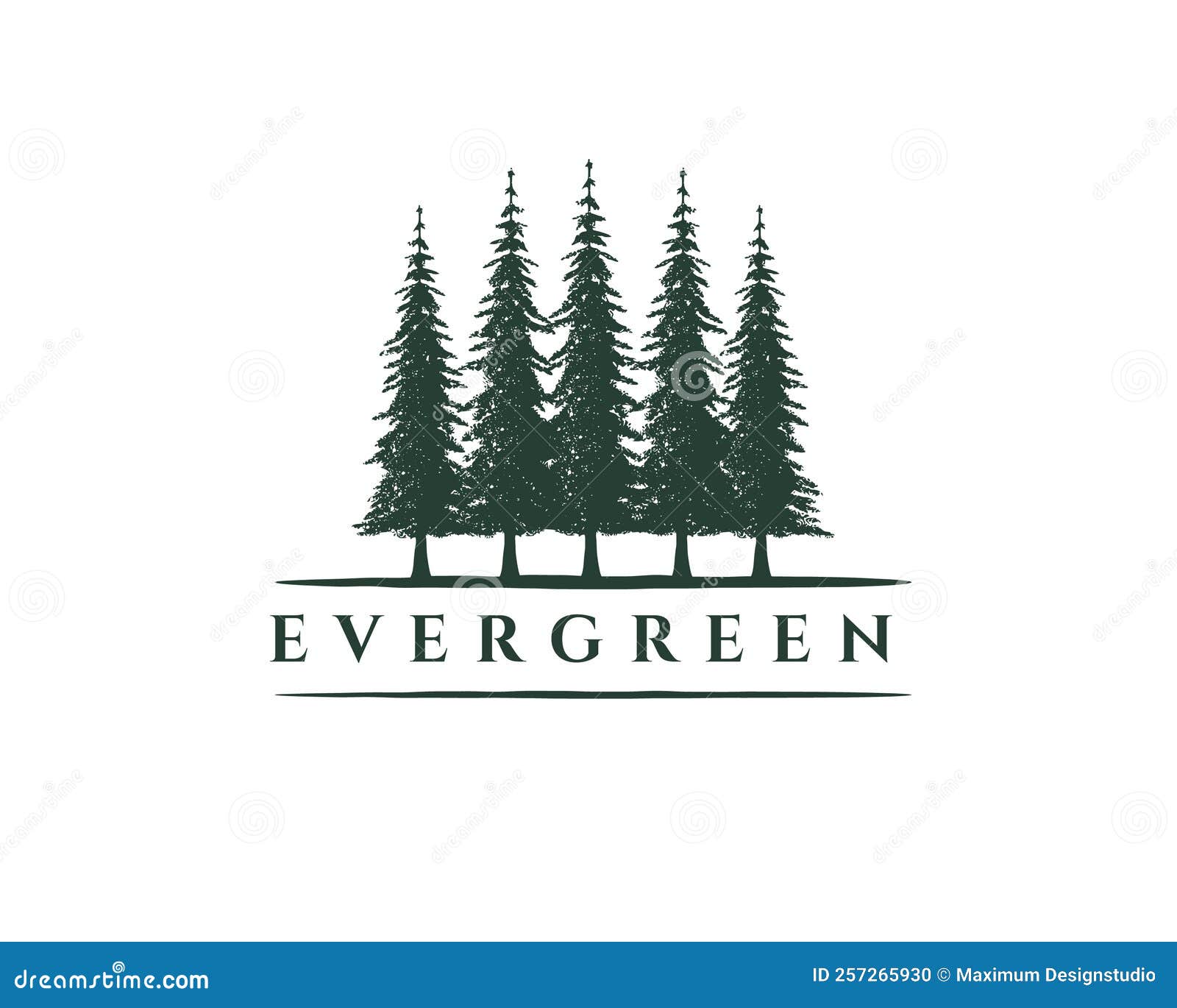 Rustic Retro Vintage Hemlock, Evergreen, Pines, Spruce, Cedar Trees ...