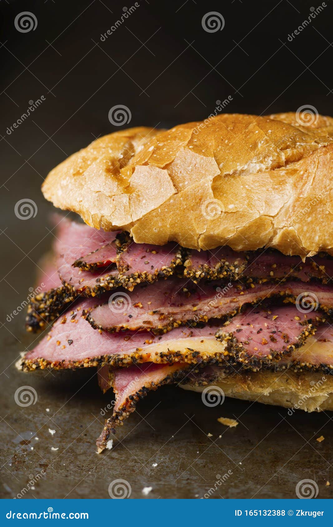 Rustic roast beef sandwich stock photo. Image of cholesterol - 165132388